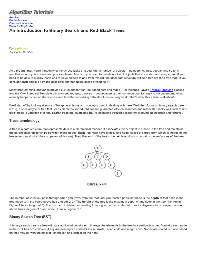 Introduction To Binary Search and Red-Black Trees | PDF | Computer Programming | Algorithms And ...