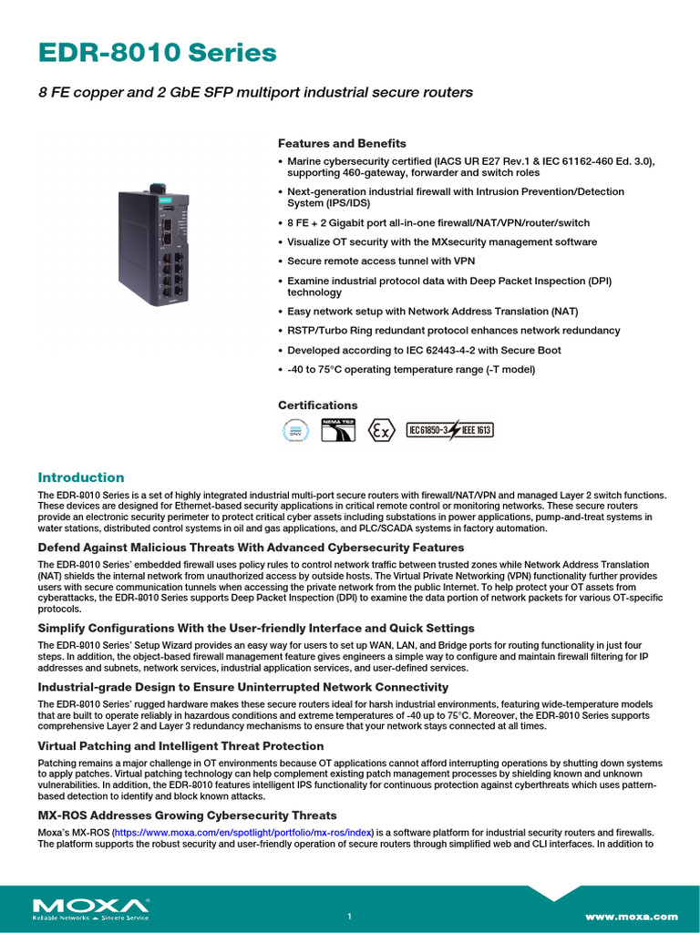 EDR-8010 Industrial Secure Router Datasheet | PDF | Computer Network ...
