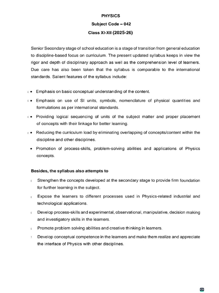 Physics SrSec 2025-26 | PDF