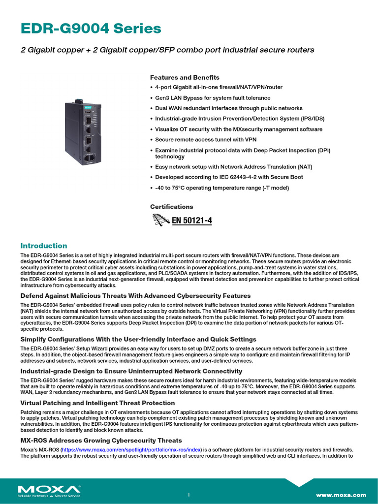 Edr g9004 Series Datasheet v1.1 | PDF | Computer Network | Firewall (Computing)
