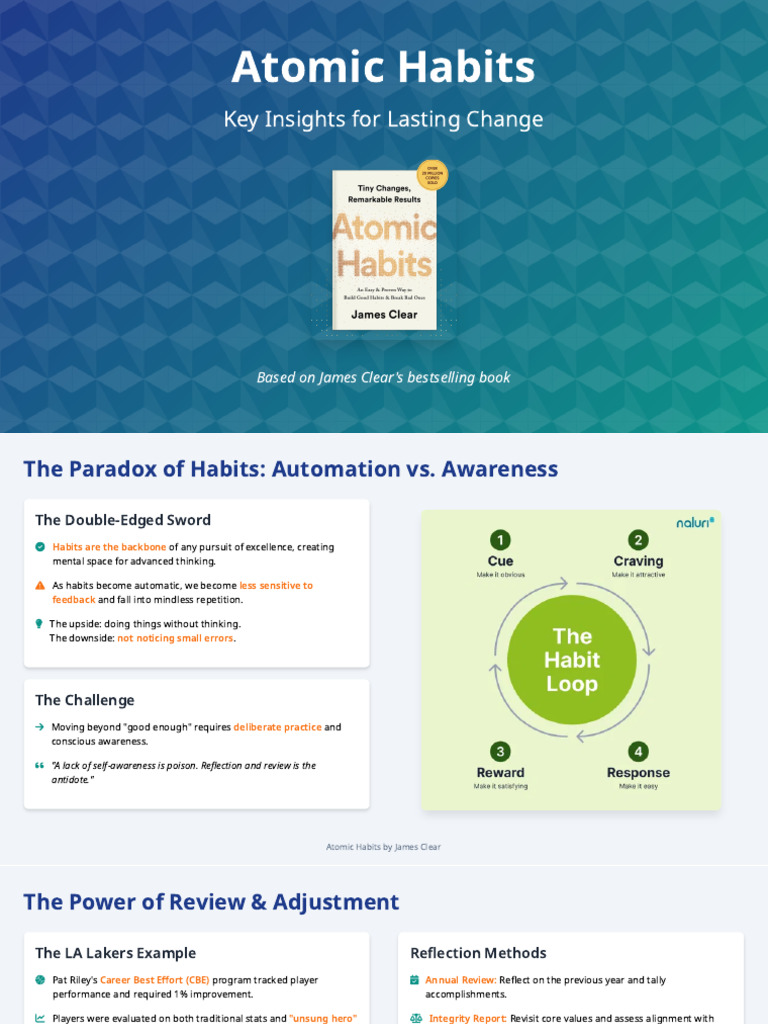 Atomic Habits Key Insights For Lasting Change 1 | PDF | Habits | Happiness