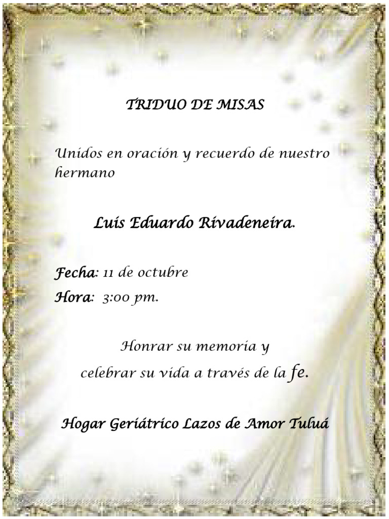 Invitación Al Triduo de Misas | PDF