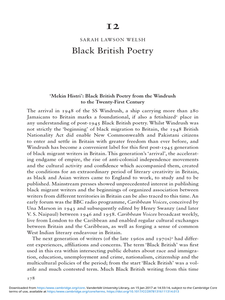 Black British Poetry: A Historical Overview | PDF | Poetry