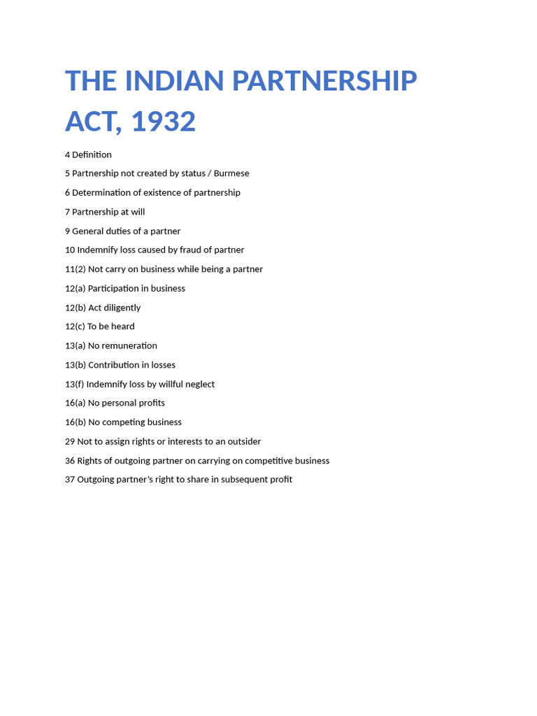 The Indian Partnership Act | PDF