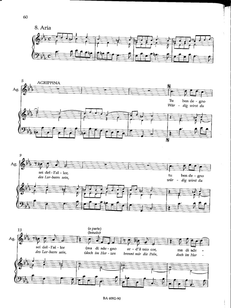 Tu Ben Degno - Agrippina (Händel) | PDF