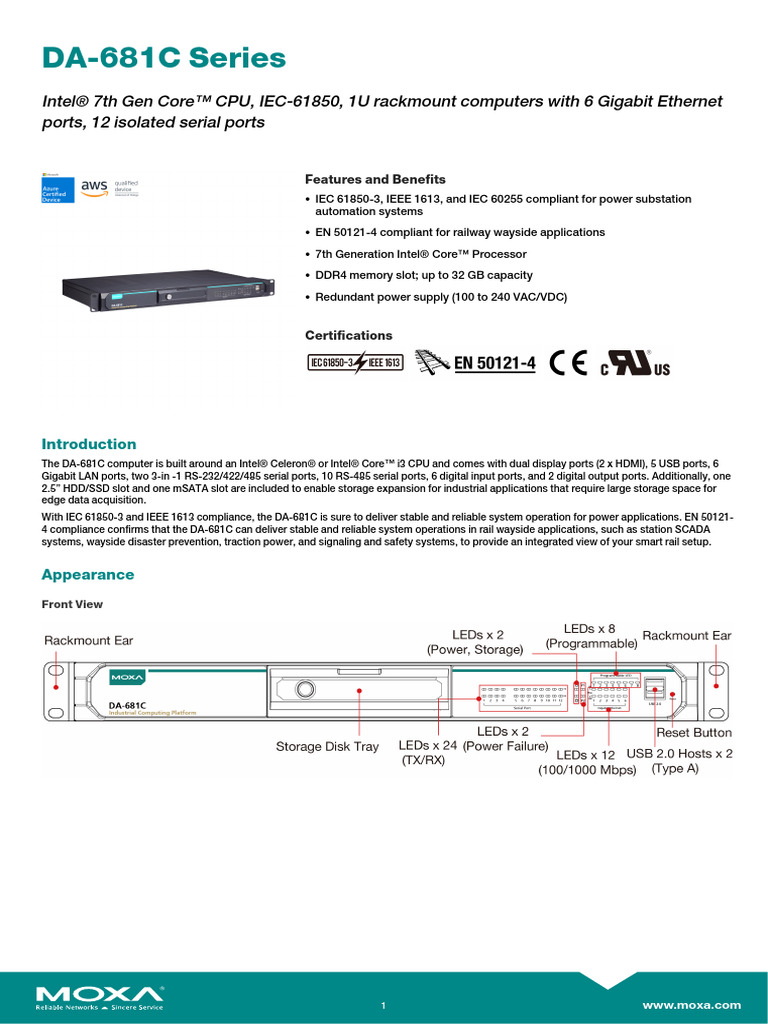 Da 681c Series Datasheet v1.7 | PDF | Usb | Central Processing Unit