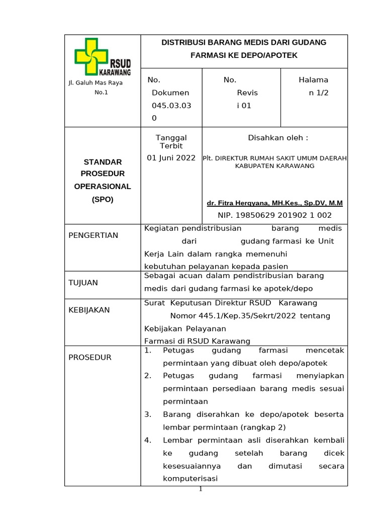 030 DISTRIBUSI BARANG MEDIS DARI GUDANG FARMASI KE DEPO DAN APOTEK 61 ...