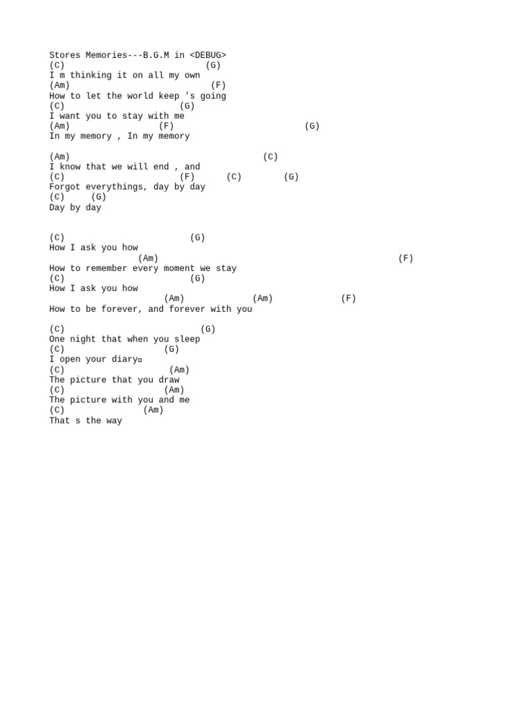 Stores Memories B.G.M in DEBUG | PDF