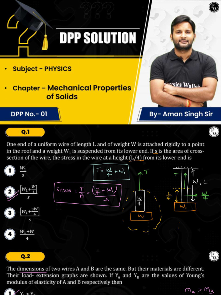 65992c5719945e001865bbe7 - ## - Mechanical Properties of Solids - DPP ...
