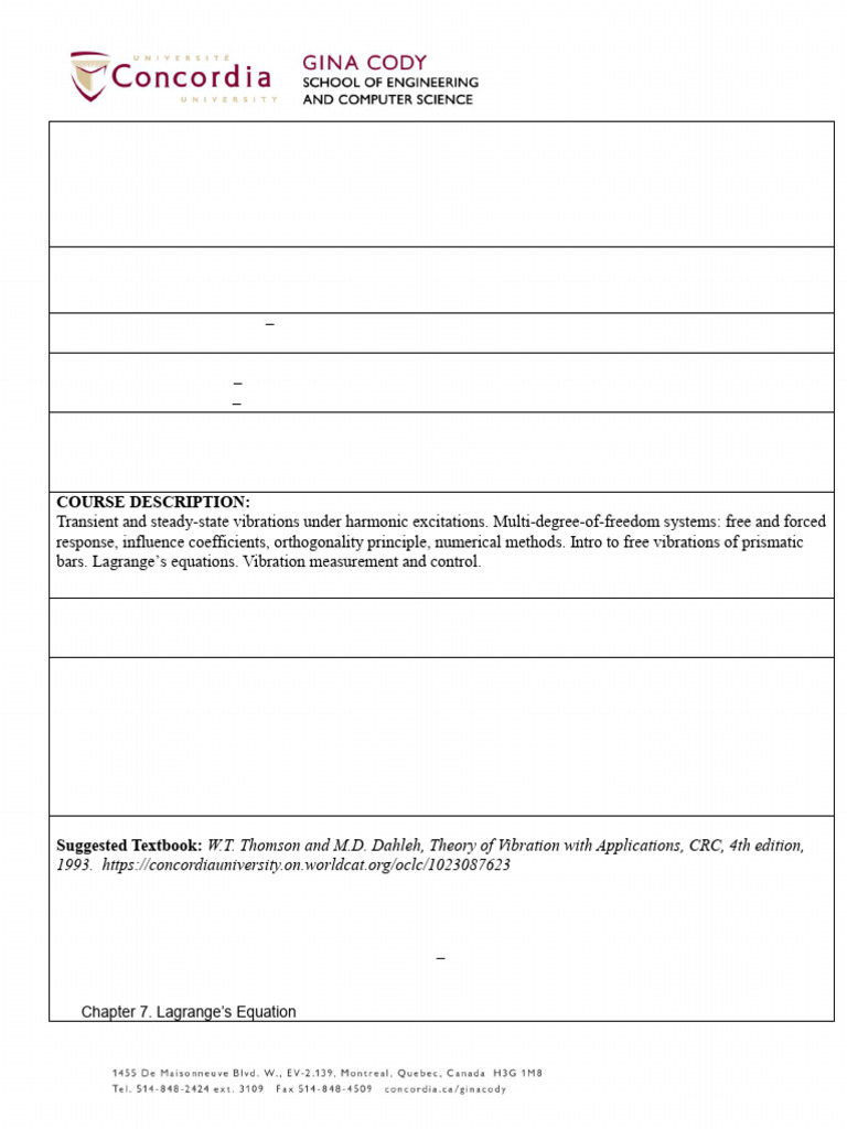 MECH 375: Mechanical Vibrations Course | PDF | Engineering | Knowledge