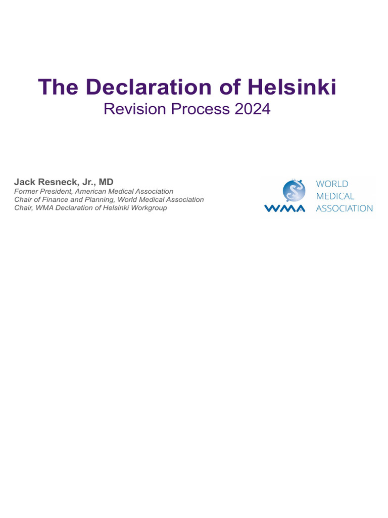 Helsinki Declaration 2024 Revisions Overview | PDF | Informed Consent ...