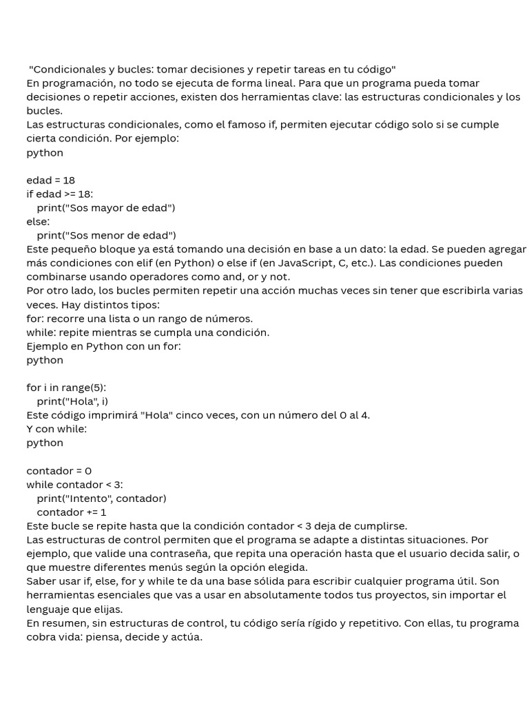 Condicionales y Bucles | PDF