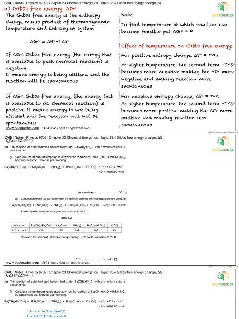 23.4 Gibbs Free Energy Change | PDF | Gibbs Free Energy | Chemical ...