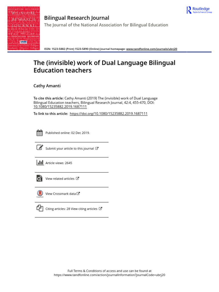The Invisible Work of Dual Language Bilingual Education Teachers | PDF | Teachers | Curriculum