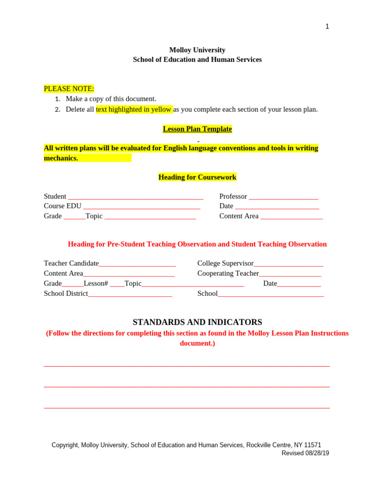 MLP Lesson Plan Template | PDF | Lesson Plan | Teachers