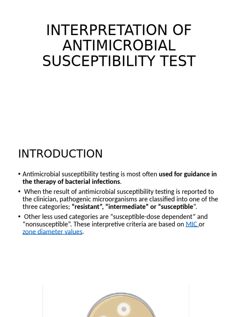 Interpretation of Antimicrobial Susceptibility Test | PDF ...