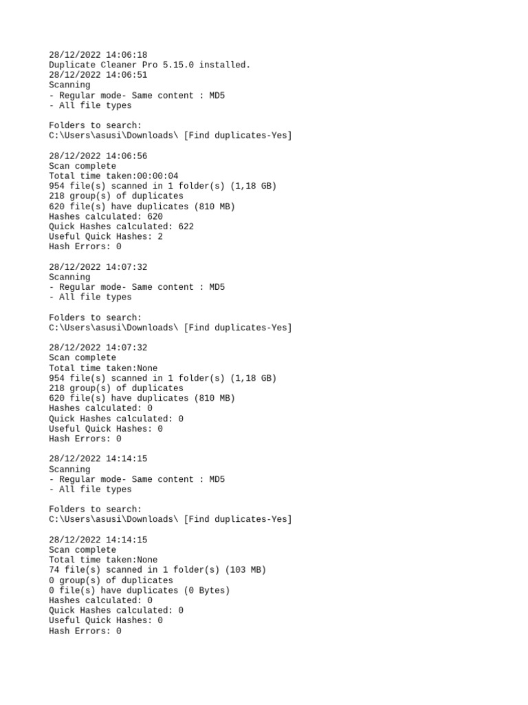 Duplicate Cleaner Log File | PDF | Computer File | Computer Data
