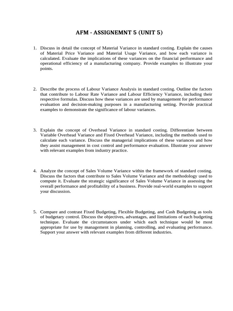 Mba 1 Afm Assignment (Unit 5) | PDF
