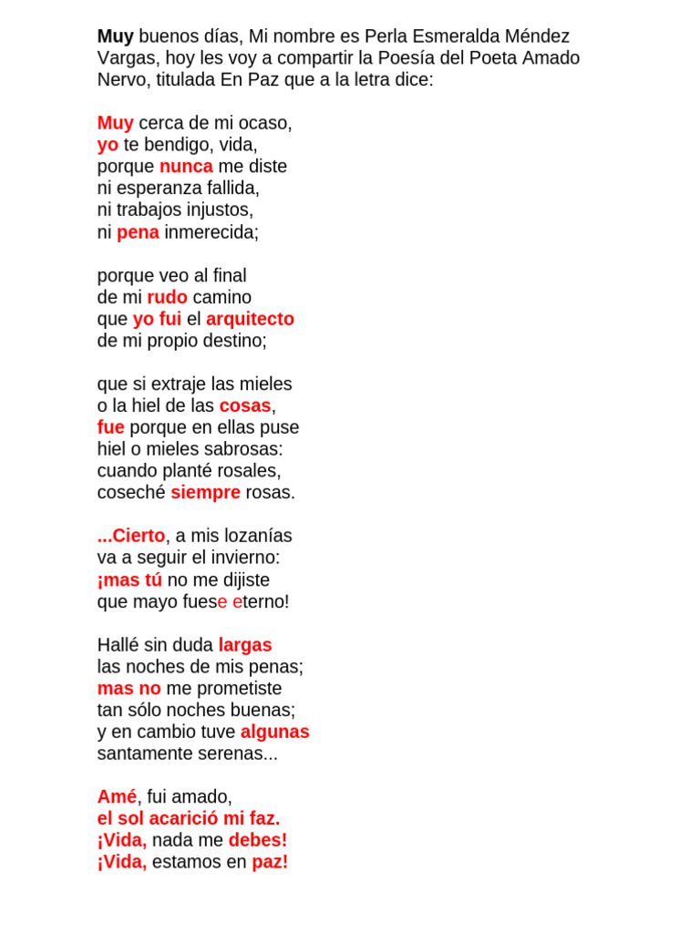 Del Poeta Mexicano Amado Nervo | PDF