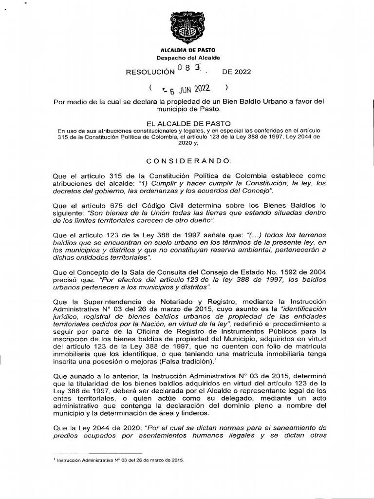 PAsto Resol | PDF | Propiedad | Alcalde