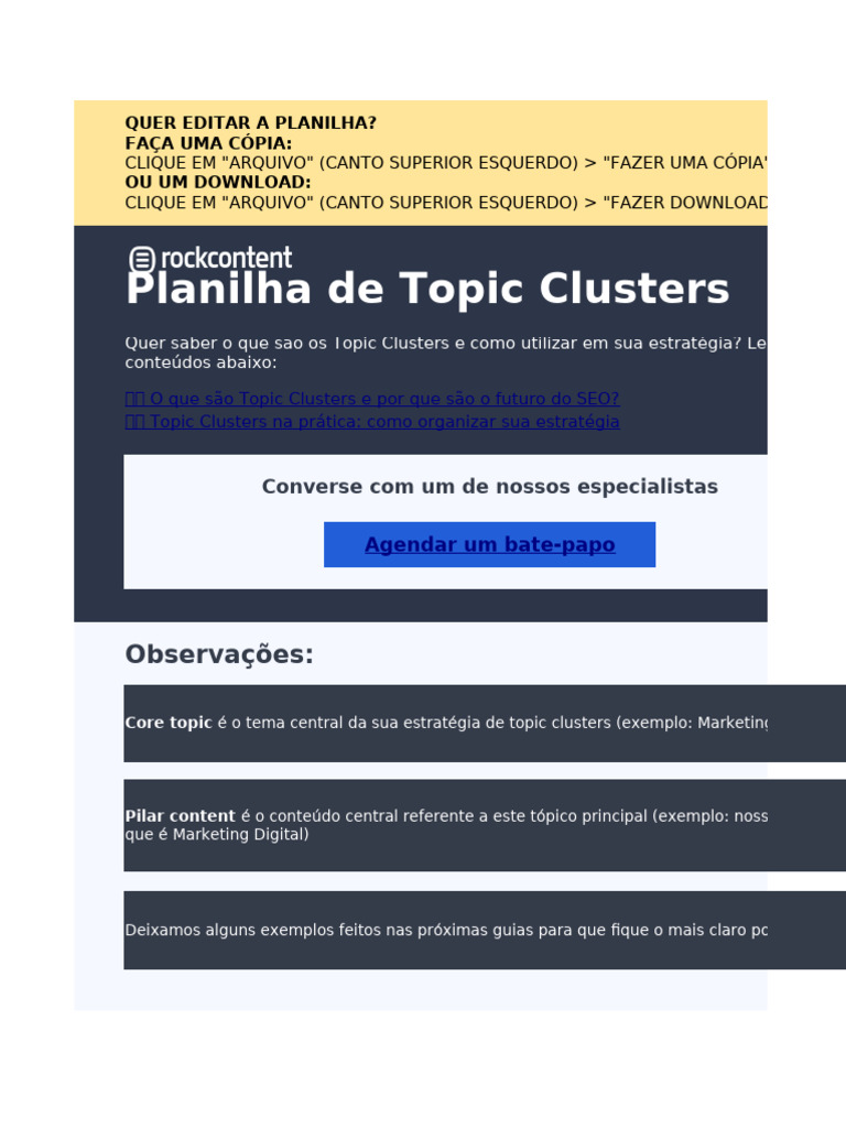 Planilla de Topic Clusters | PDF | Marketing | Marketing digital