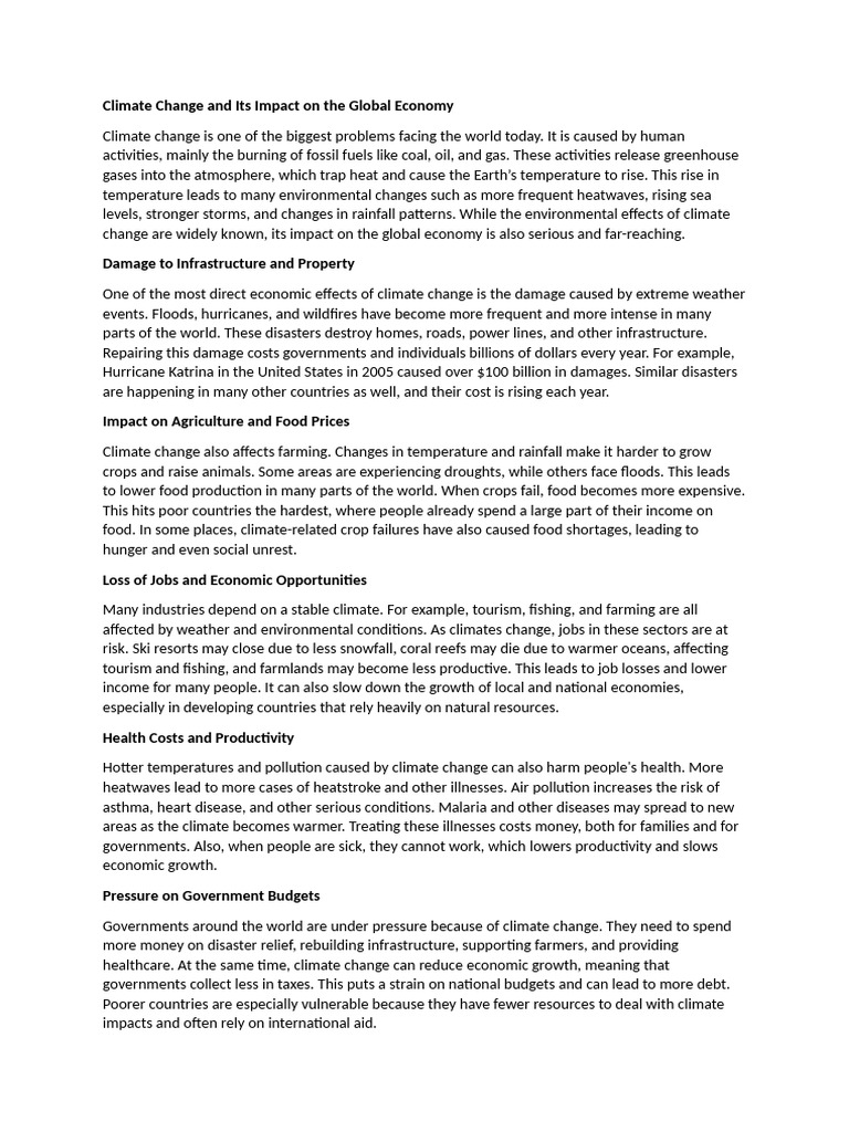 Economic Impact of Climate Change | PDF | Climate Change | Green Economy