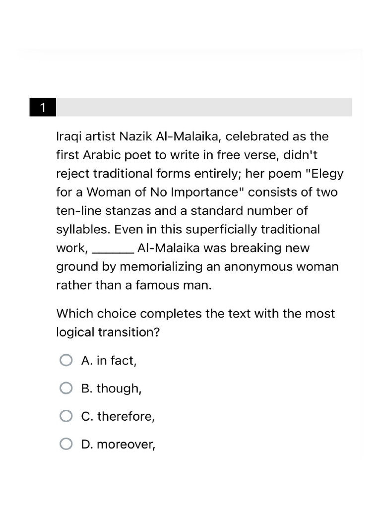 SAT Practice Sheet (Transition-1) | PDF