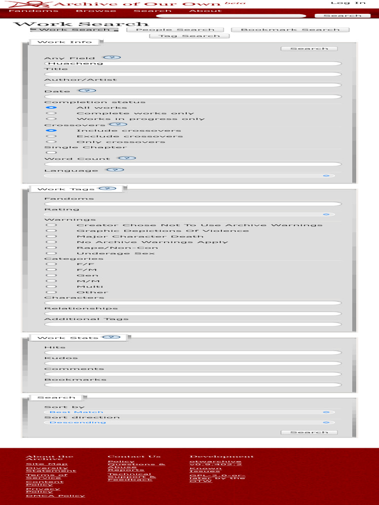 Archive of Our Own Work Search Guide | PDF