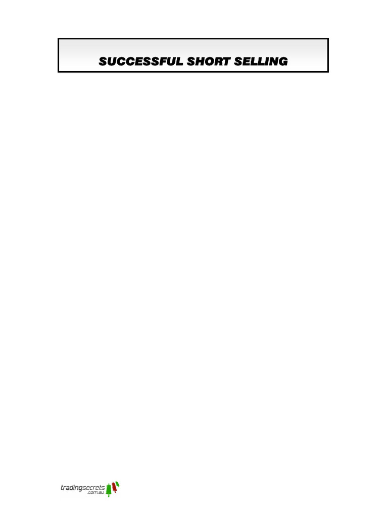 Special Report Successful Short Selling | PDF | Contract For Difference ...