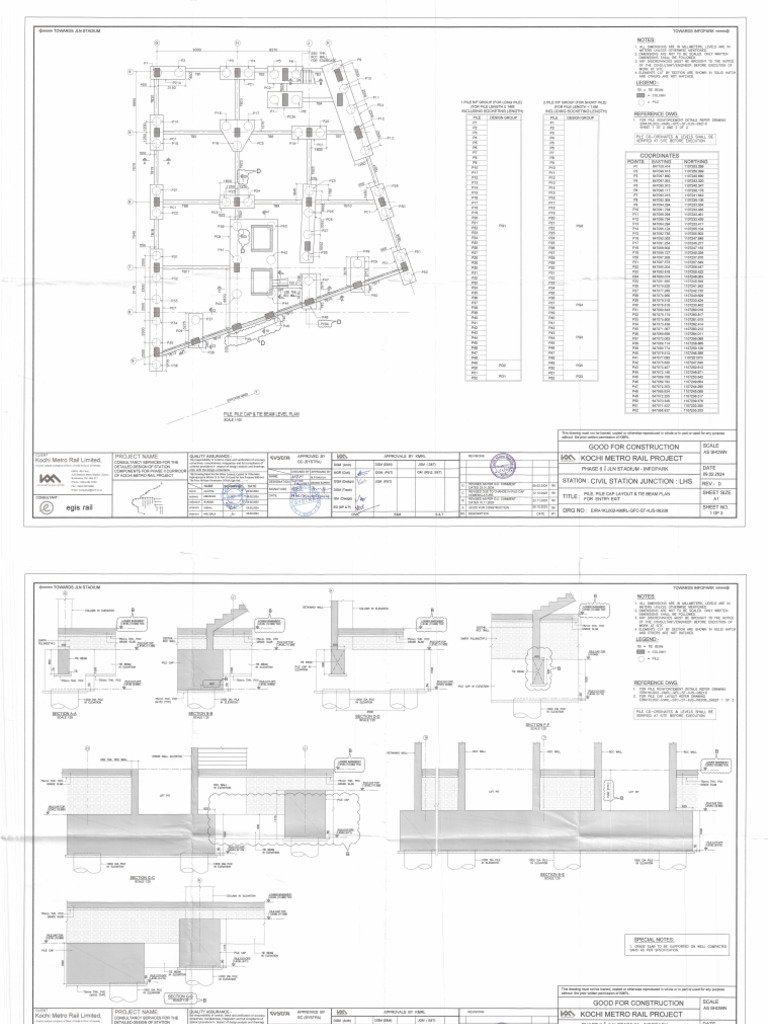 06208-Civil Station Junction LHS Pile, Pile Cap & Tie Beam Layout | PDF