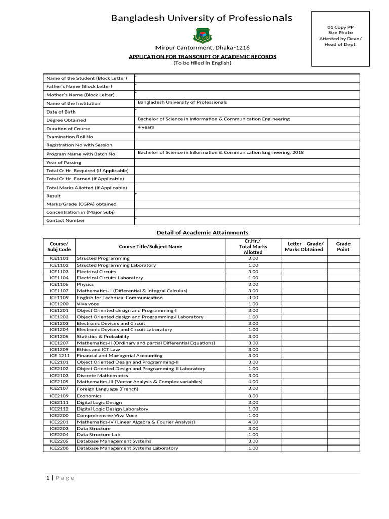 Transcript Application Form2 | PDF | Mathematical Analysis | Digital Signal Processing