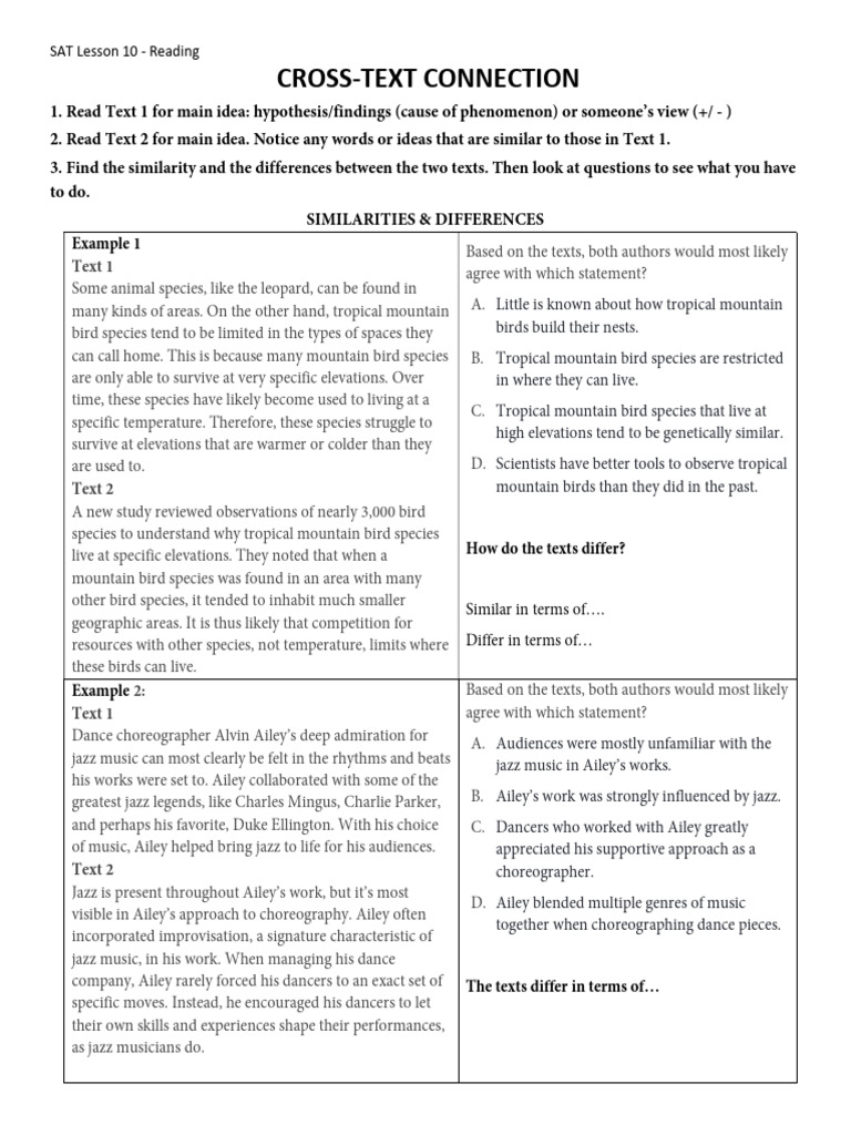 SAT Lesson 10 - Reading Crosstext | PDF | Jazz | Economic Bubble