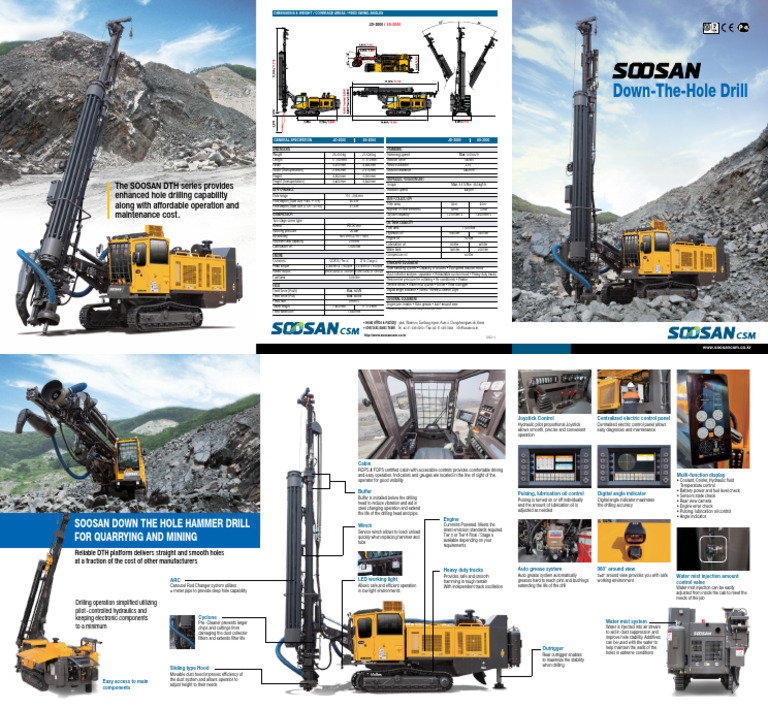 JD-2000 Soosan DTH Drill Specifications | PDF | Drilling | Manufactured ...