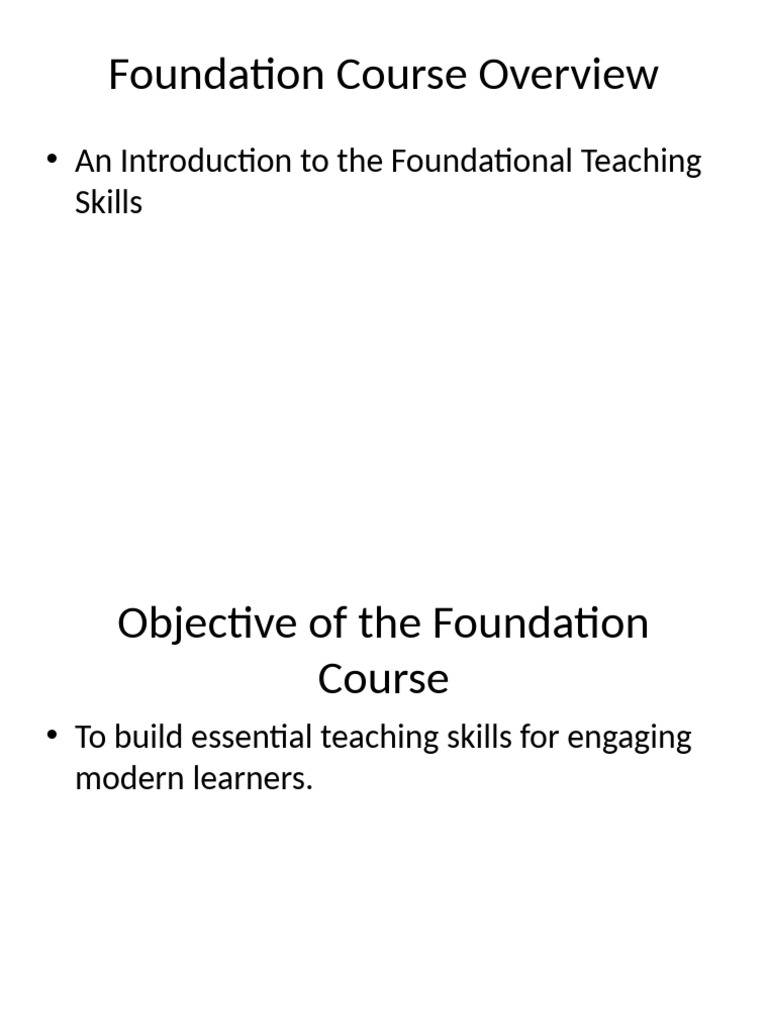 Foundation Course and Assessment Presentation | PDF | Educational ...
