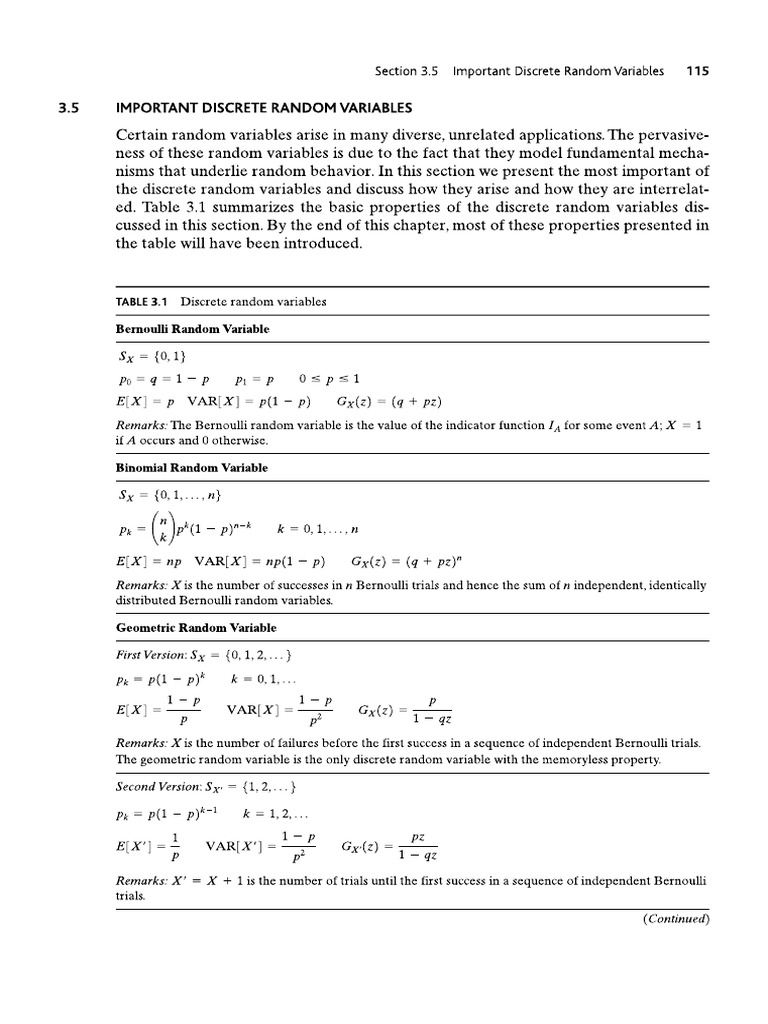Important Random Variables | PDF