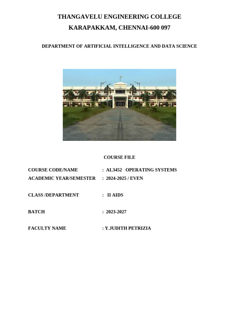 COURSE FILE Tec Aids - New | PDF | Process (Computing) | Operating System