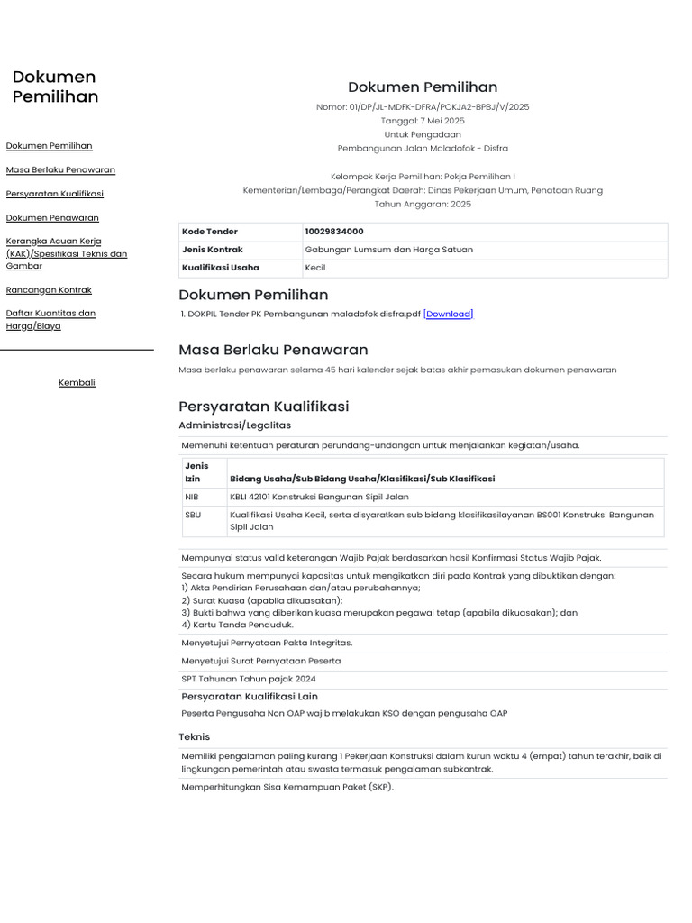 Dokumen Pemilihan | PDF