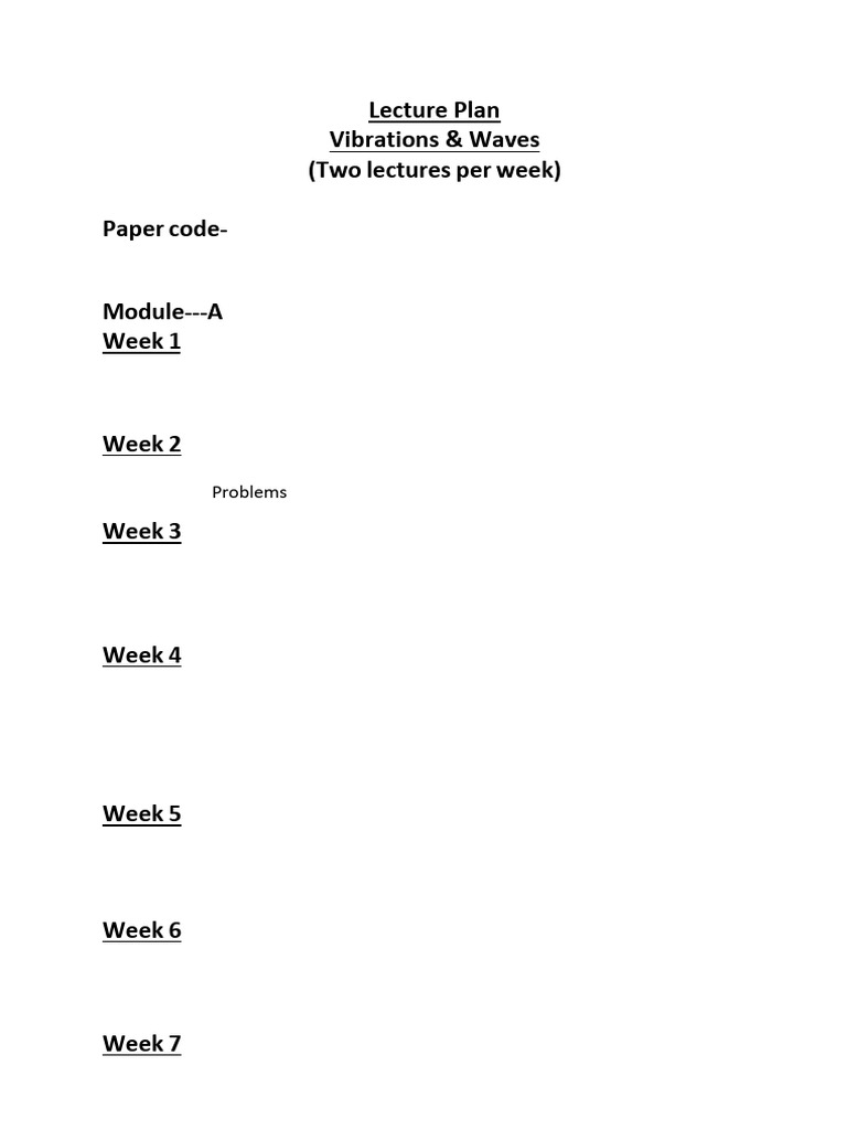 Vibrations and Waves Lecture Plan | PDF