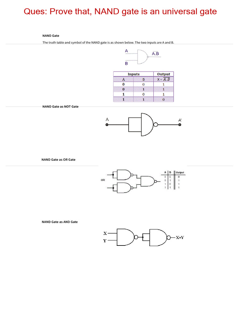 Proving NAND and NOR as Universal Gates | PDF