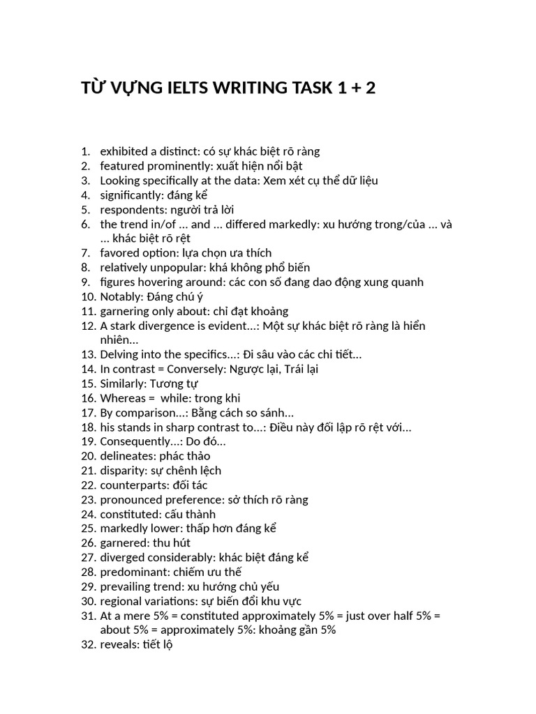 Ielts Writing Task 1 Vocab | PDF