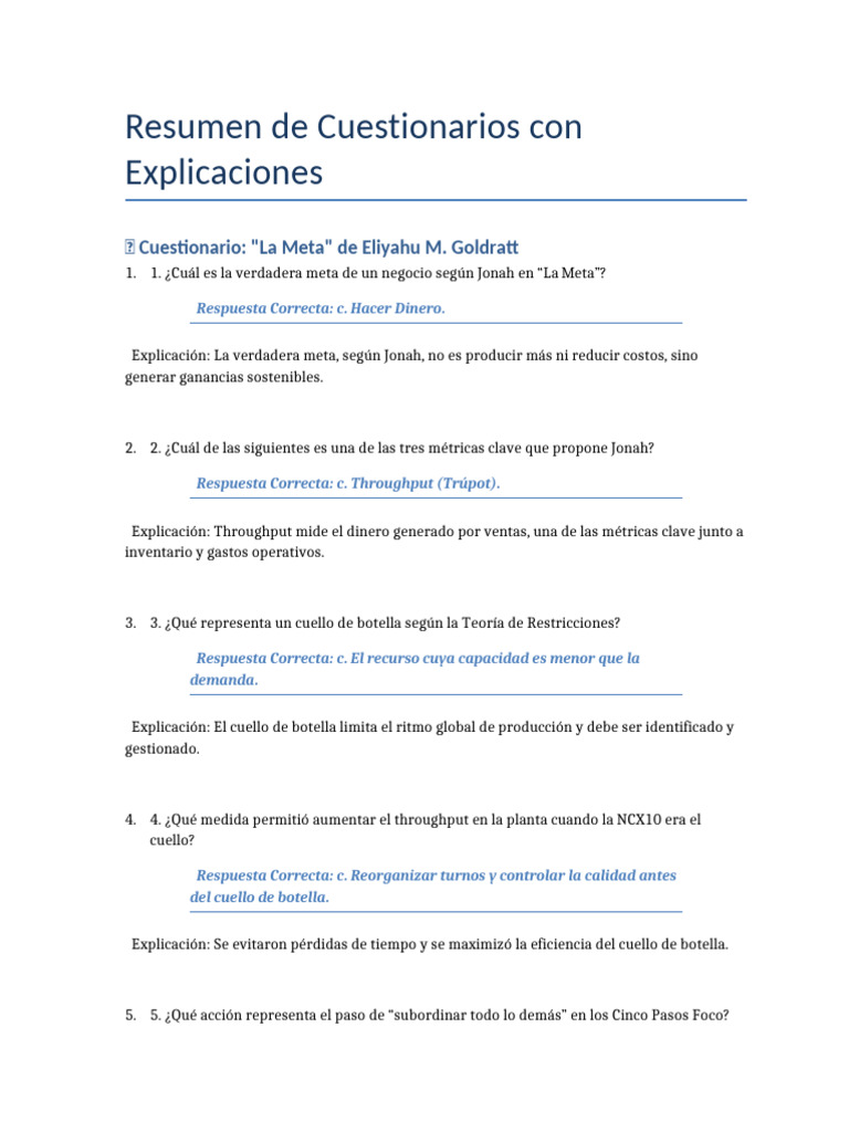 Resumen - LA META Y EL MODELO CYNEFIN Cuestionarios - Explicaciones ...