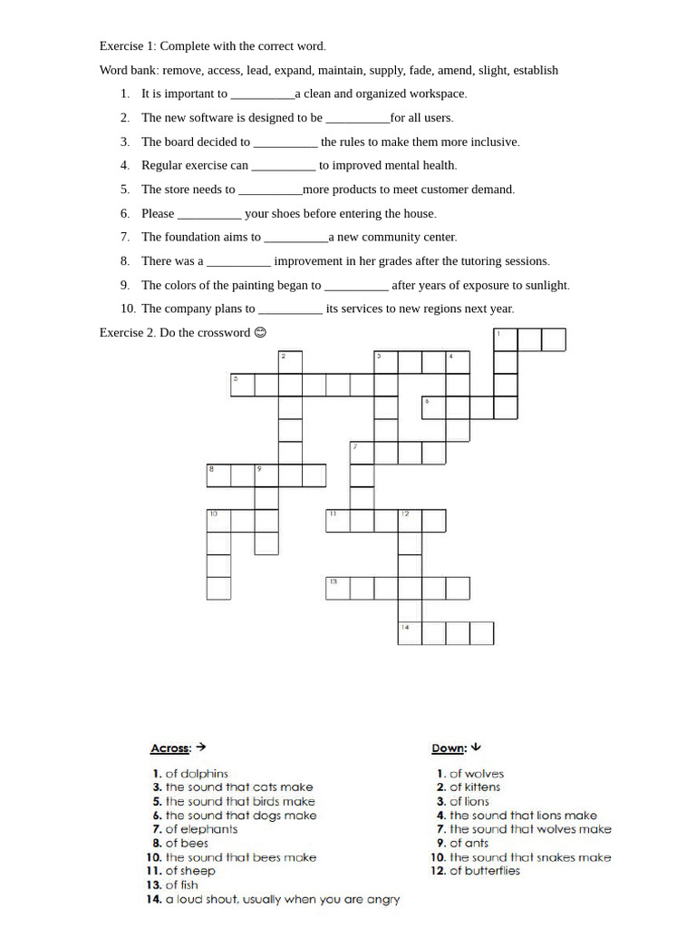 Vocabulary Exercise with Word Bank | PDF