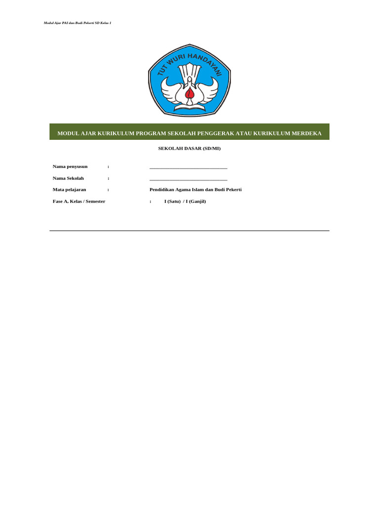 Modul Ajar PAI Kelas 1 SD Bab 1 Tema Aku Cinta Al Quran | PDF