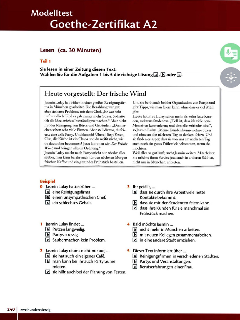 Goethe Zertifikat A2 | PDF