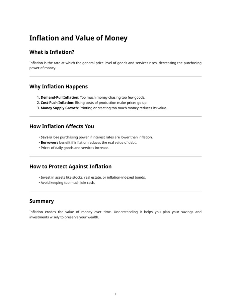 Inflation and Value of Money | PDF