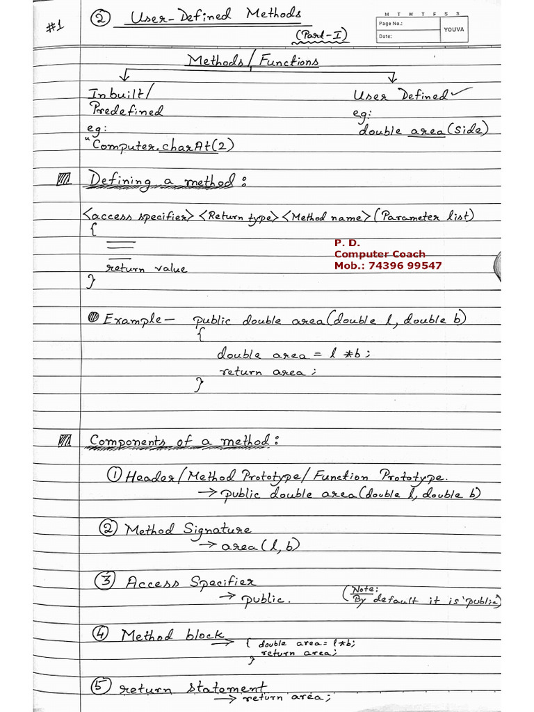 1a. 10 ICSE User Defined Method 1 | PDF