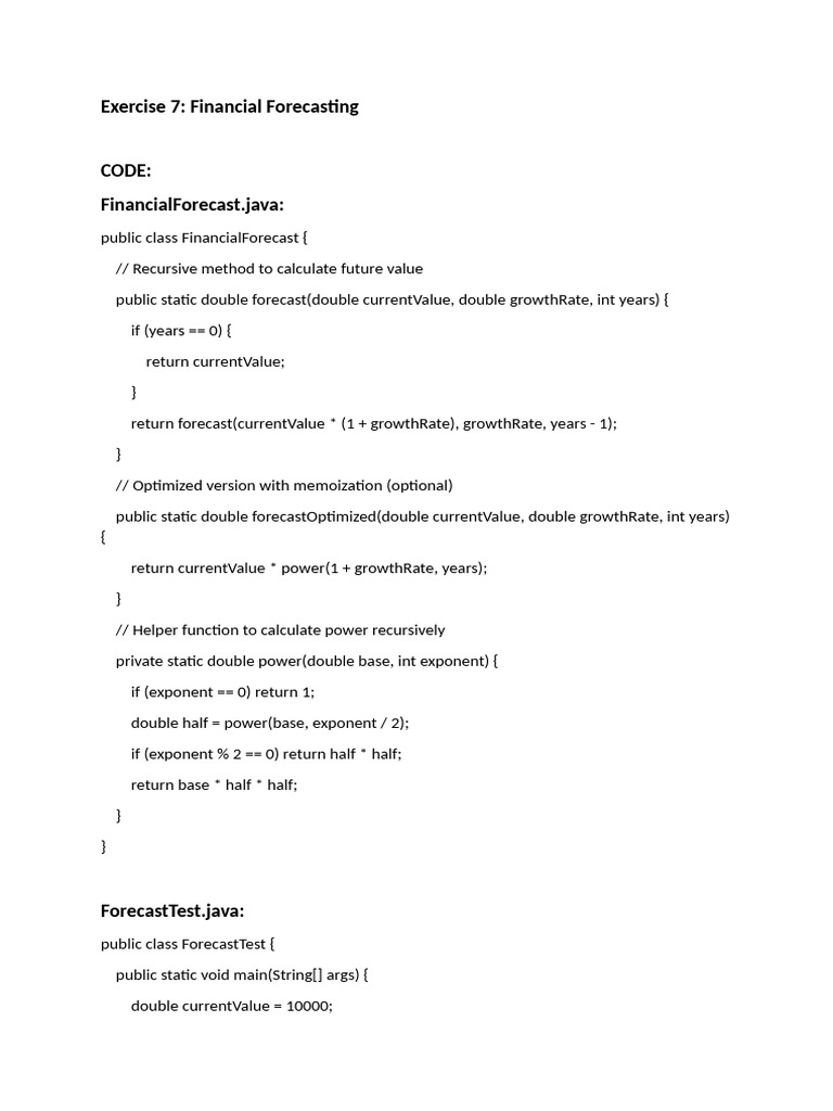 Week1 - Data Structures and Algorithms - Financial Forecasting | PDF