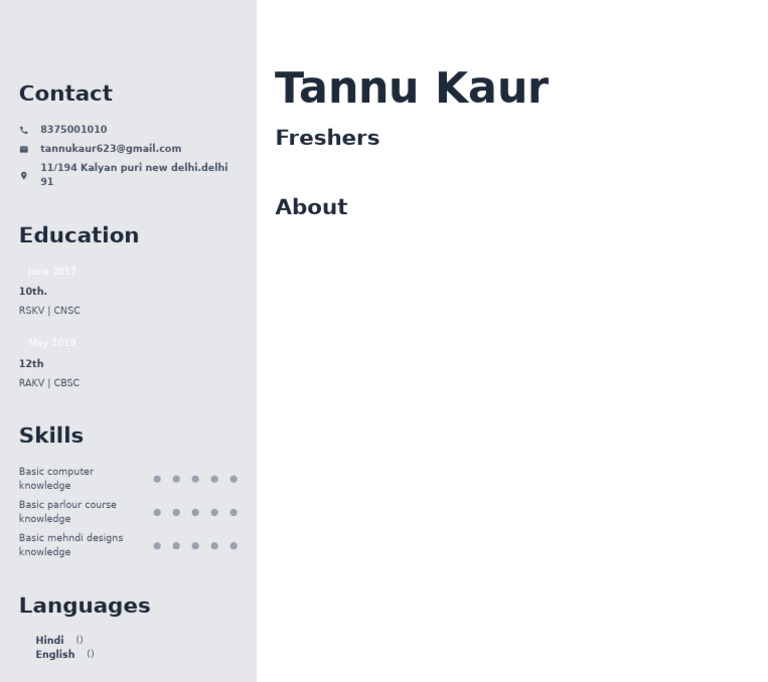 Tannu Kaur CV | PDF