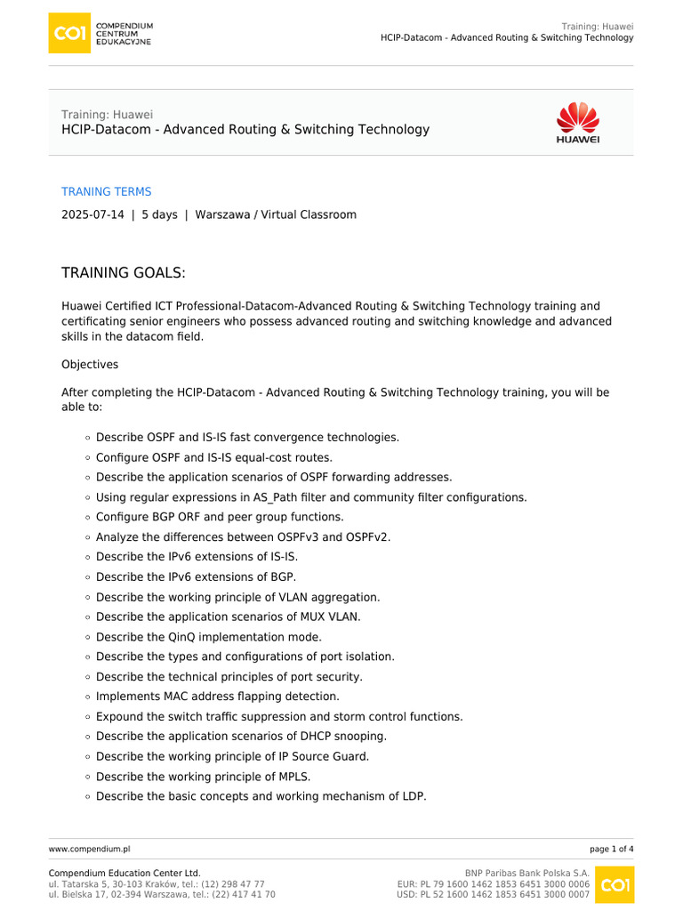 Compendium Training 898 Hcipdatacom Advanced Routing Switching Technology | PDF | Networking ...