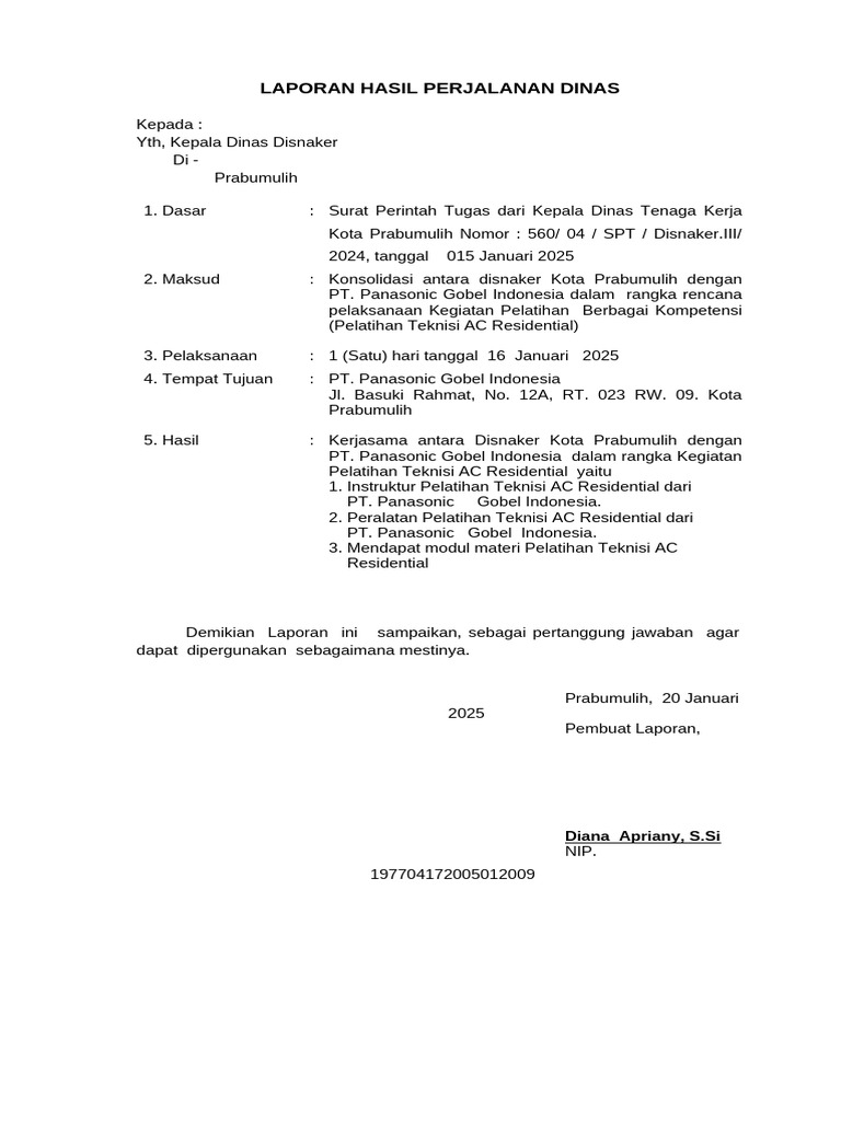 Format Laporan SPPD 2025 | PDF